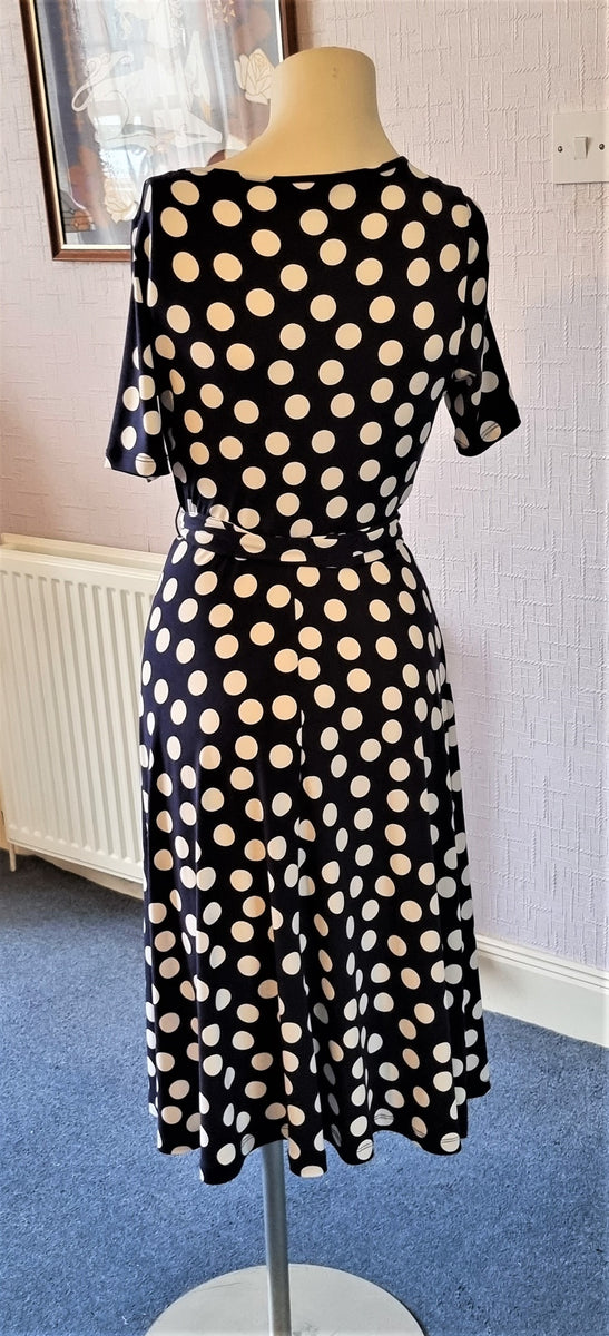 M&S navy and white spotted swing dress – The Frockery