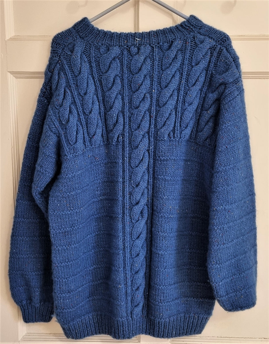 Bright blue chunky cable knit wool jumper – The Frockery