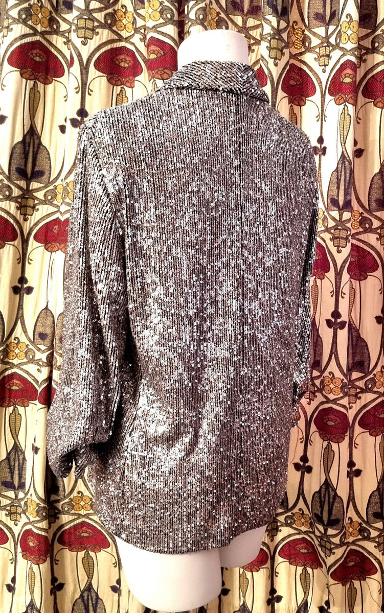 M&S silver sequinned evening jacket – The Frockery