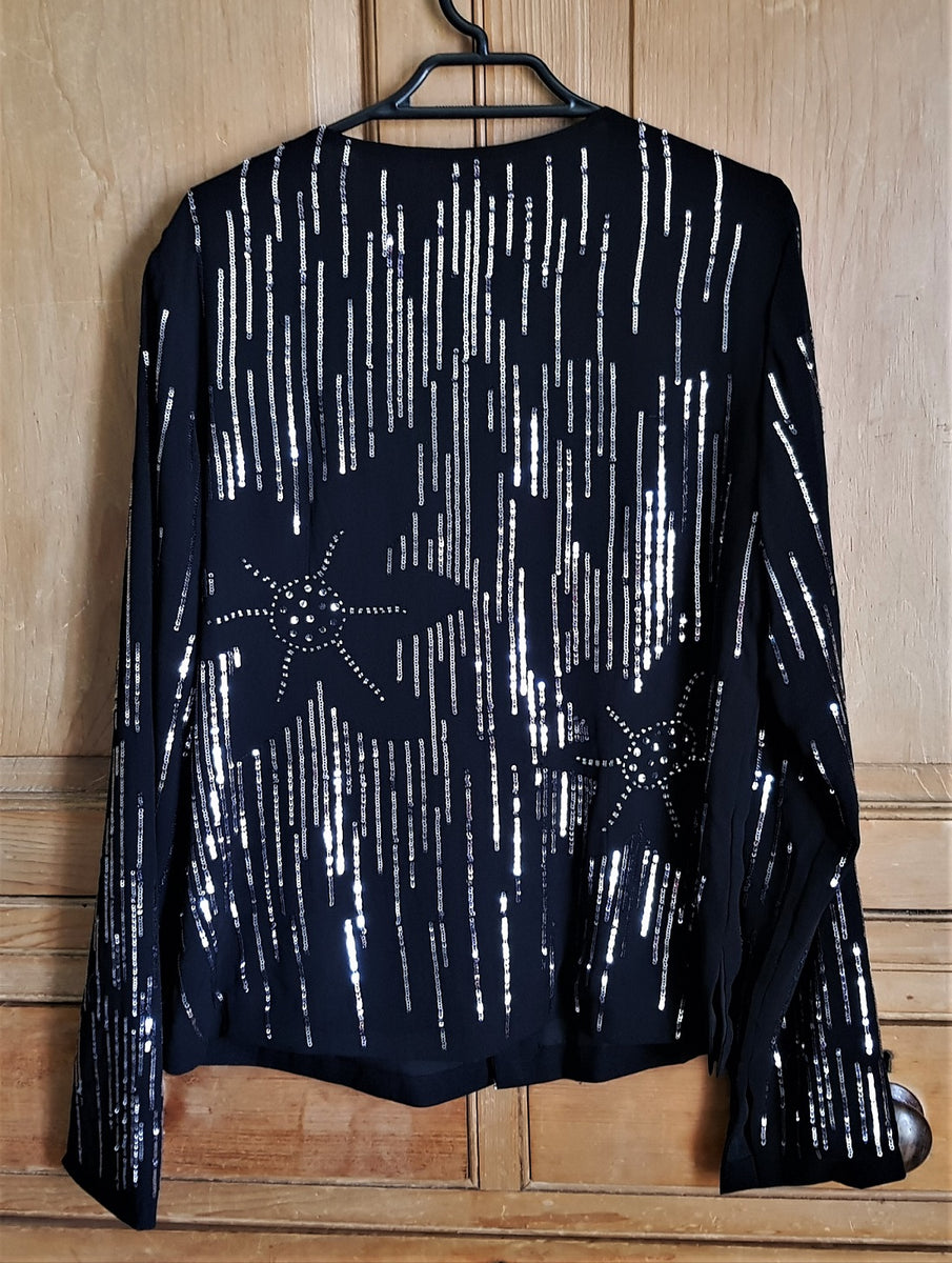 Amphora black and silver evening jacket – The Frockery