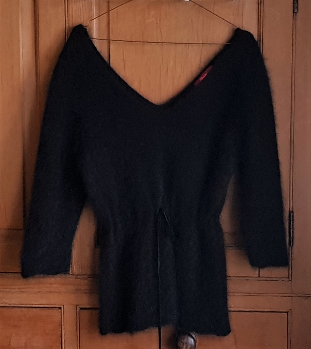 Monsoon black angora top with drawstring waist – The Frockery