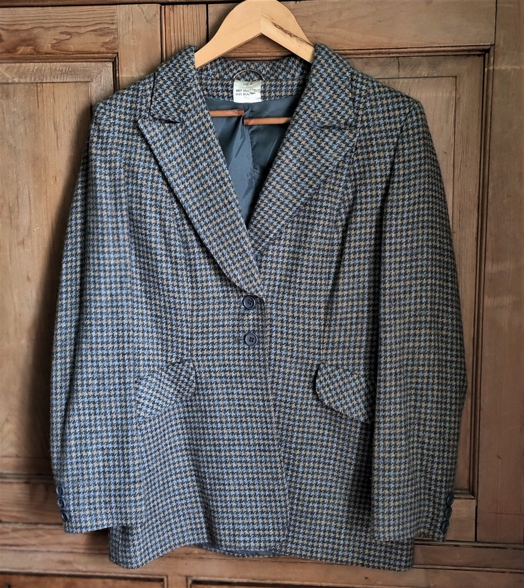 70s vintage dogtooth check hacking style jacket – The Frockery