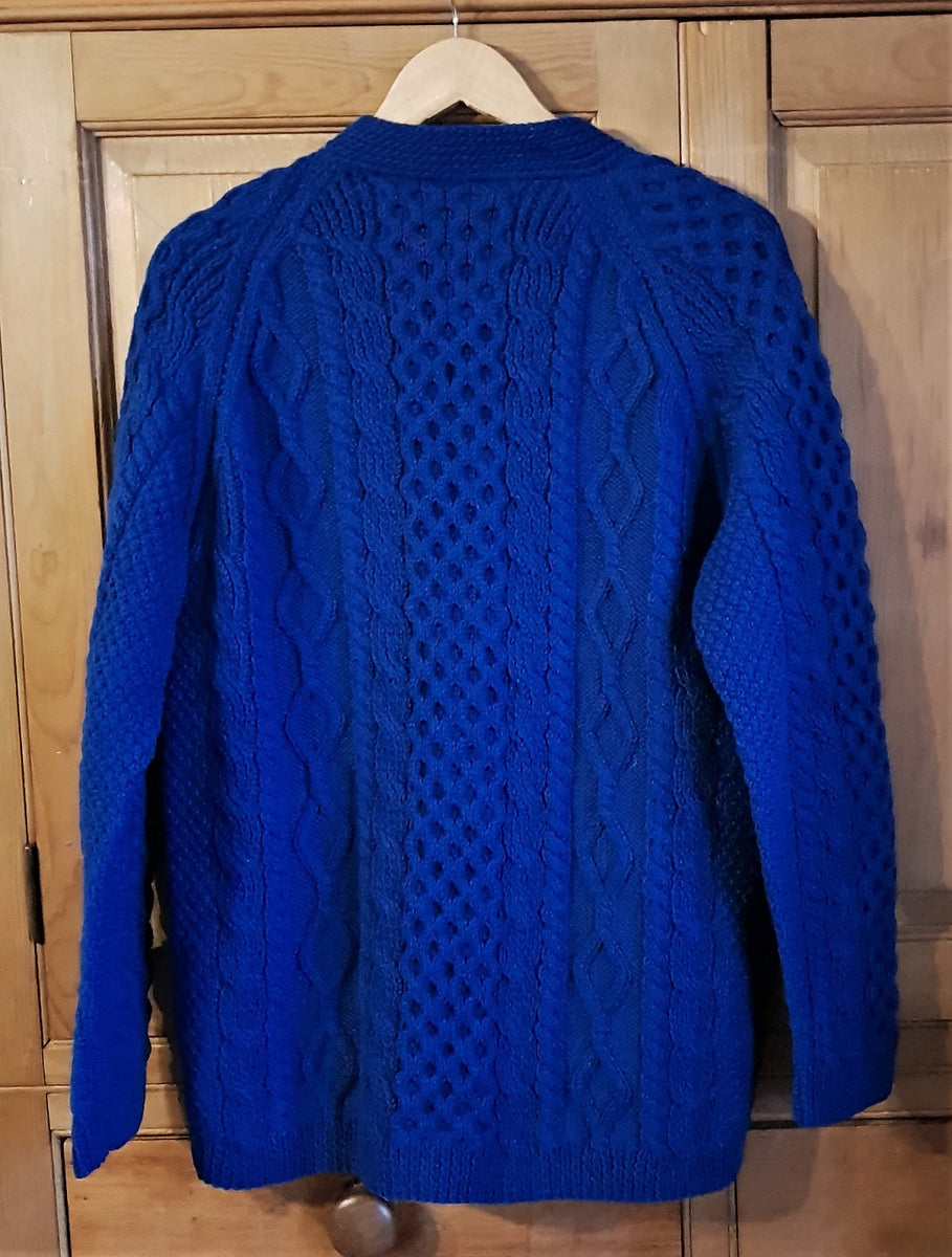 Men’s royal blue Aran cardigan – The Frockery