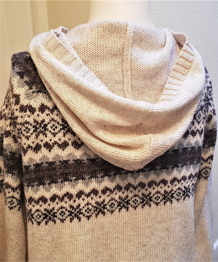 Falmer Heritage beige Fair Isle hooded jumper dress – The Frockery
